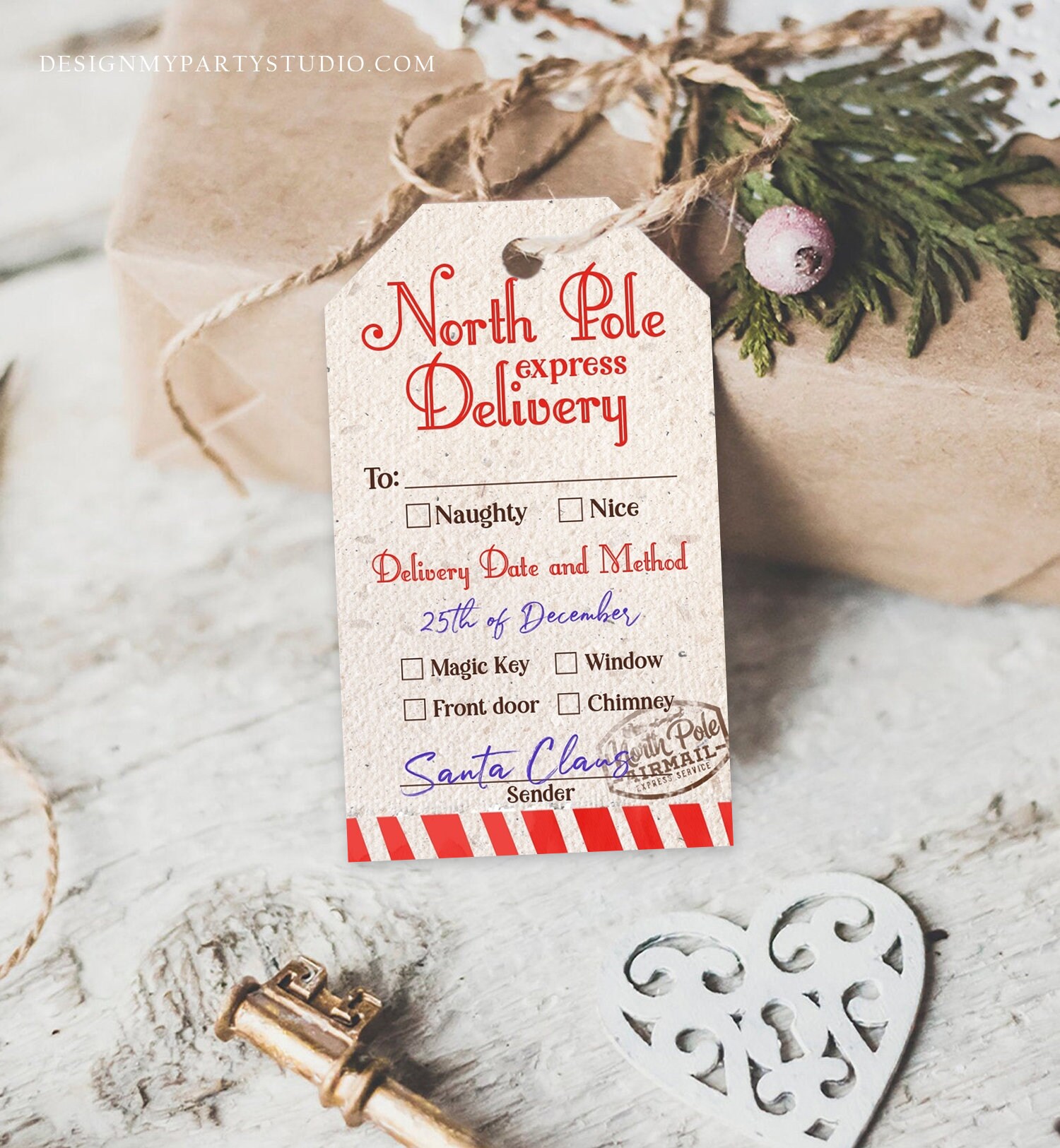 Editable North Pole Delivery Tag Personalized Christmas Tags Holiday ...
