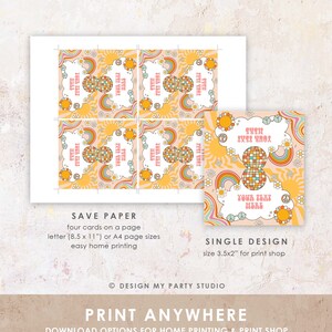 Editable Retro Groovy Food Labels Boho Birthday Place Card Tent Card ...