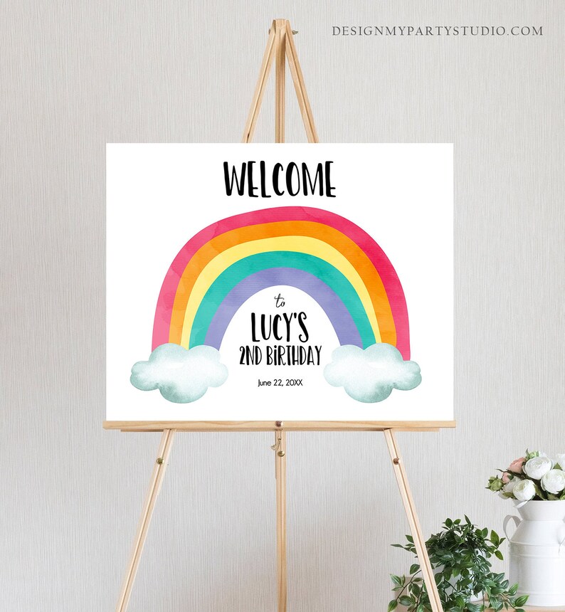 Editable Rainbow Welcome Sign Rainbow Birthday Sign Colorful - Etsy