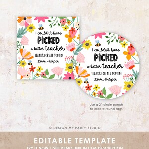 Editable Teacher Appreciation Tag Thank You Couldn't Have Picked a ...