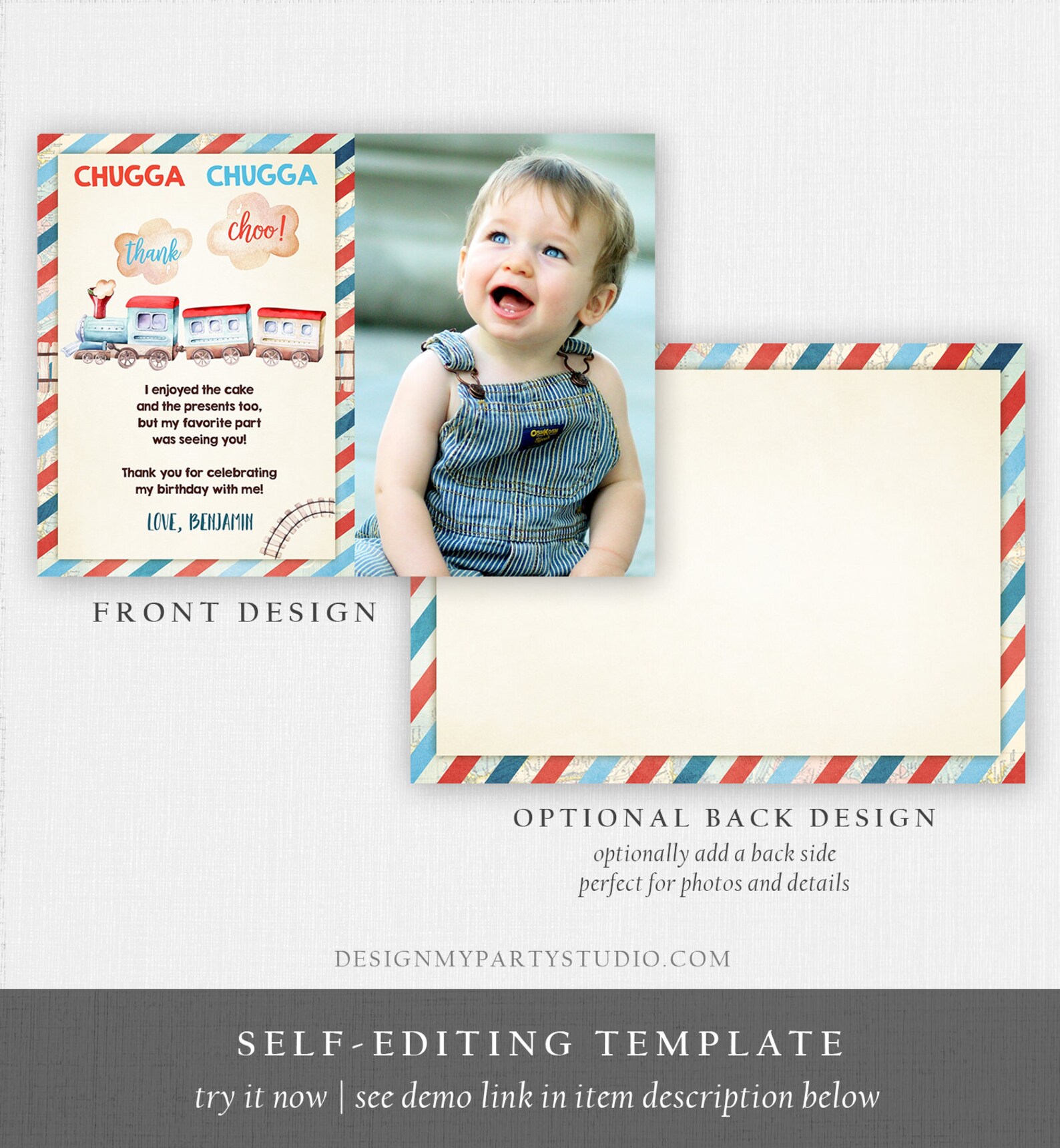 Editable Train Thank You Card Chugga Thank Choo Train Thanks - Etsy