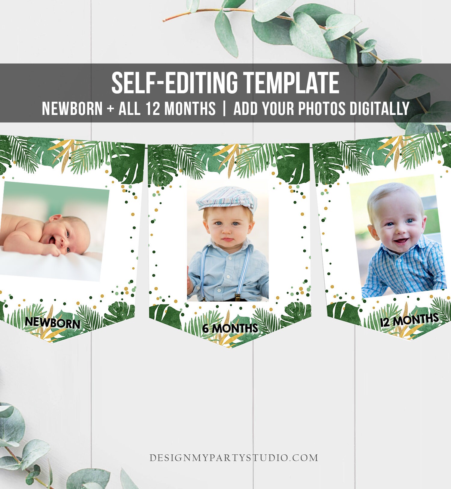 Editable Safari Safari Monthly First Birthday Banner Photo - Etsy