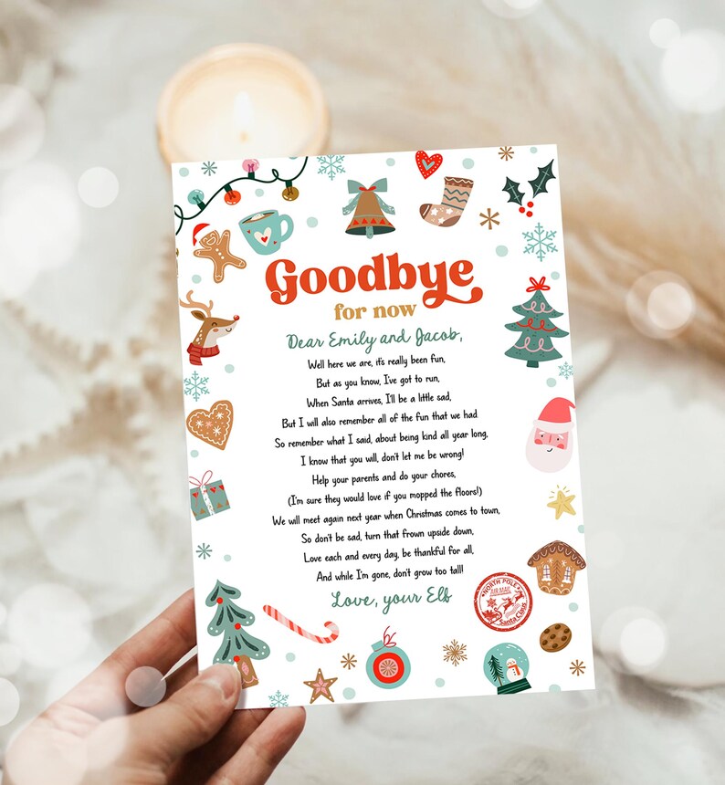 Editable Elf Goodbye Letter Departure Letter Christmas Goodbye From ...