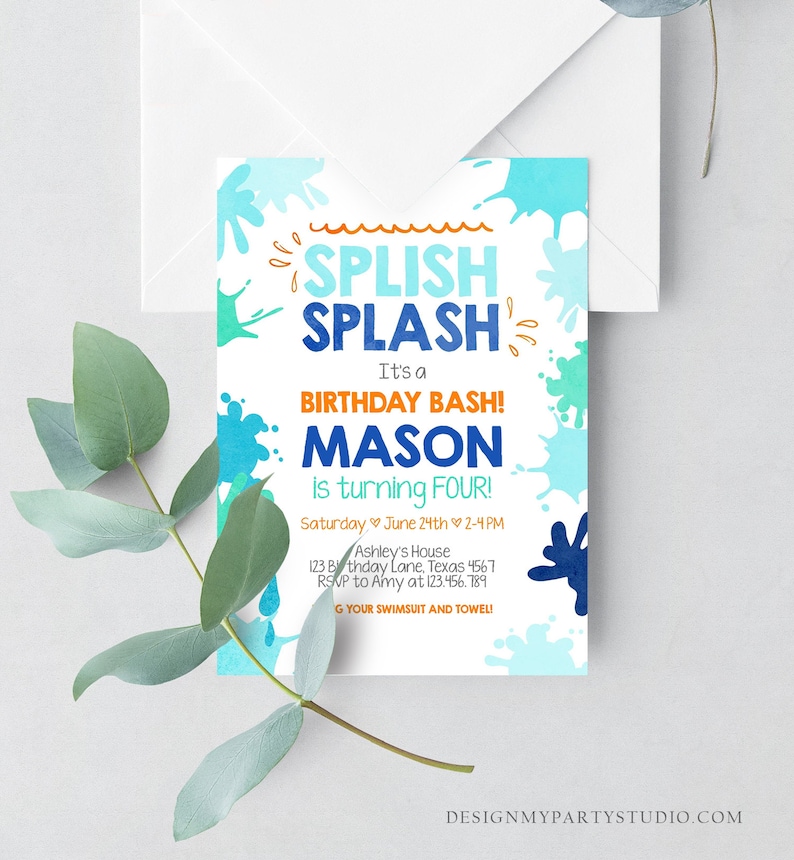 Editable Pool Party Invitation Splish Splash Birthday Invite - Etsy
