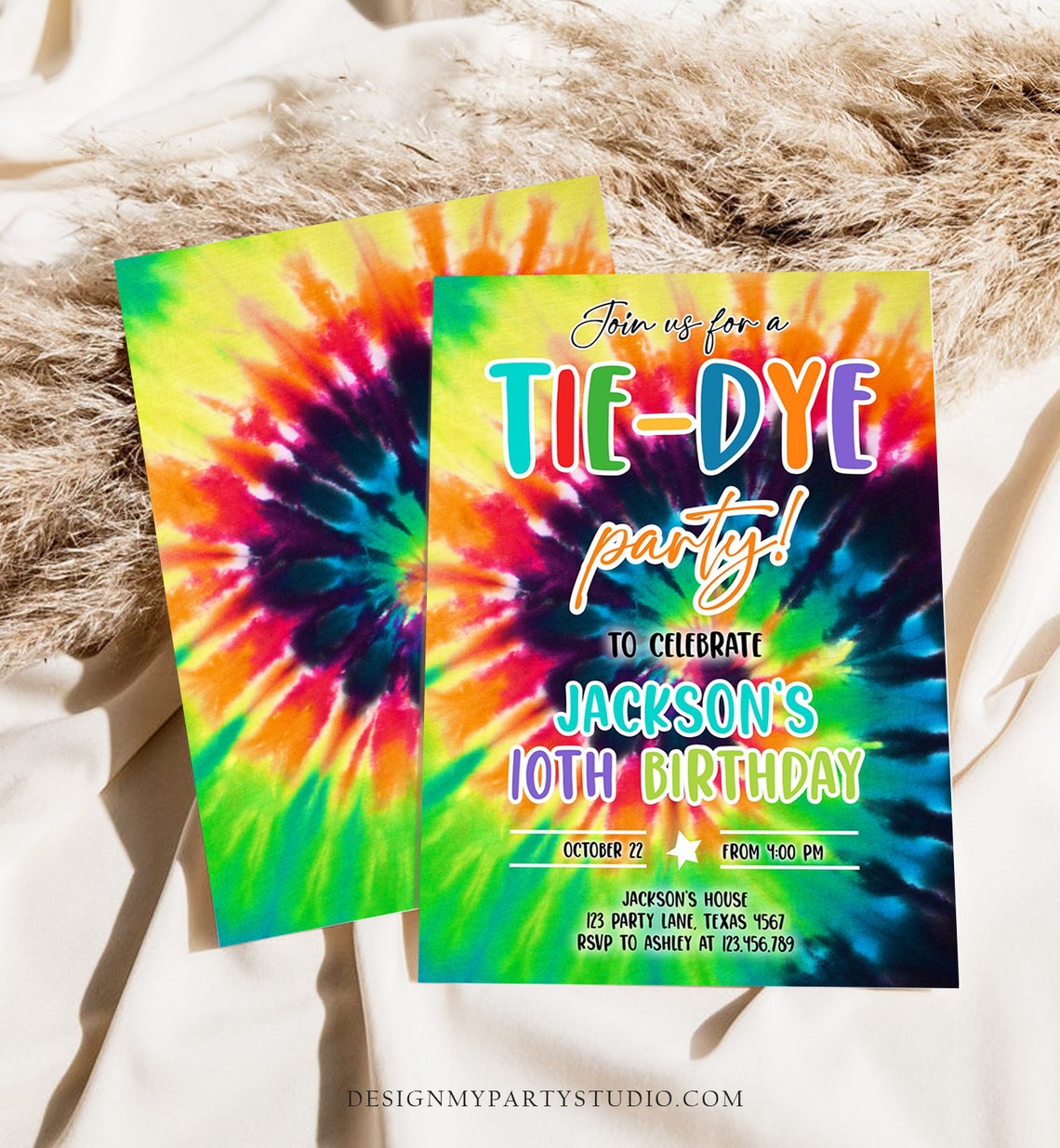 Editable Tie Dye Birthday Invitation Tie Dye Party Invite Boy - Etsy