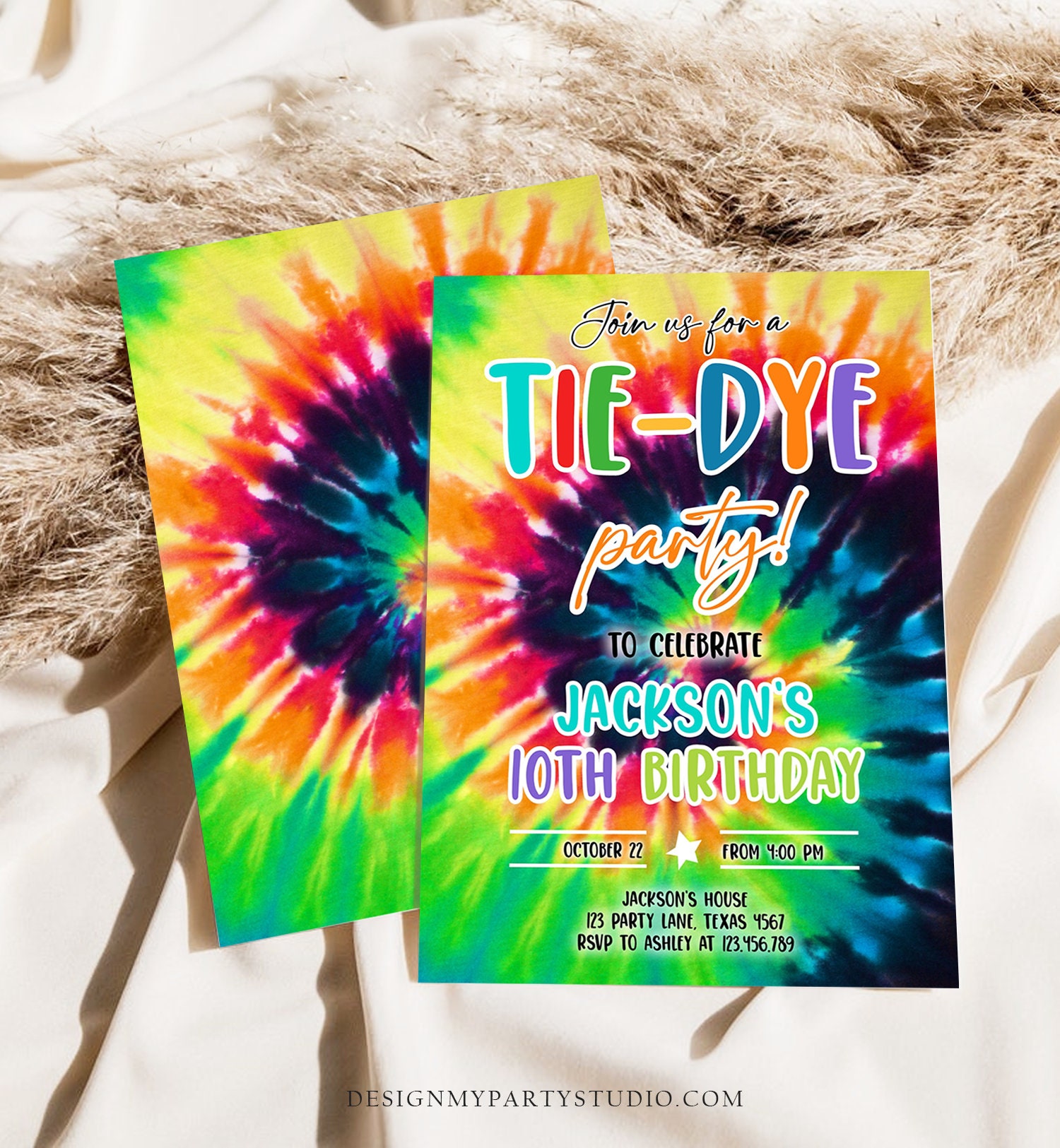 Editable Tie Dye Birthday Invitation Tie Dye Party Invite Boy - Etsy