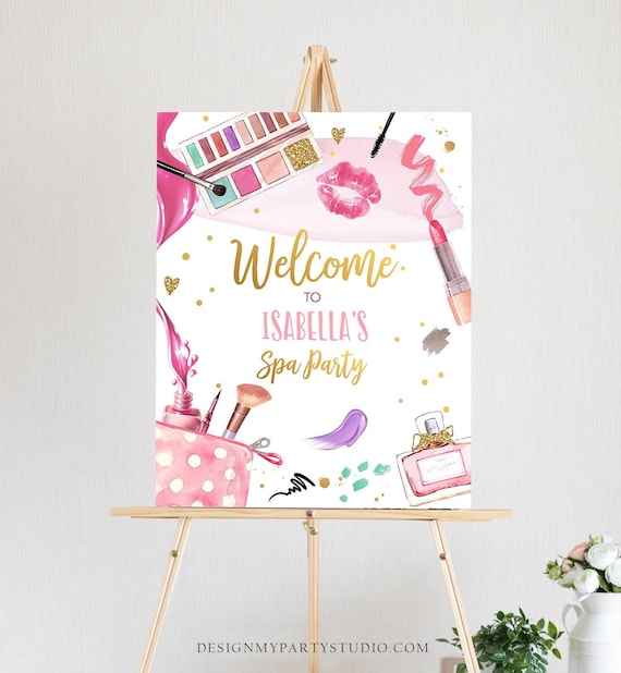 Editable Spa Party Birthday Welcome Sign Glamour Party Spa - Etsy
