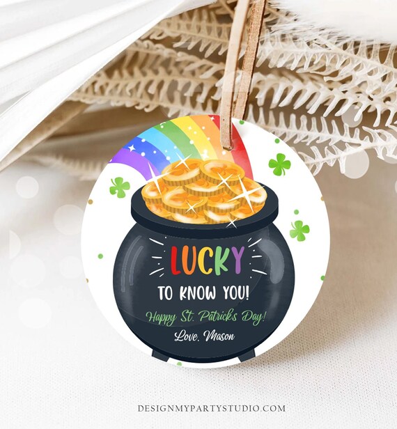 Editable St. Patrick's Day Tag Pot of Gold Favor Tags Glassroom Gift ...