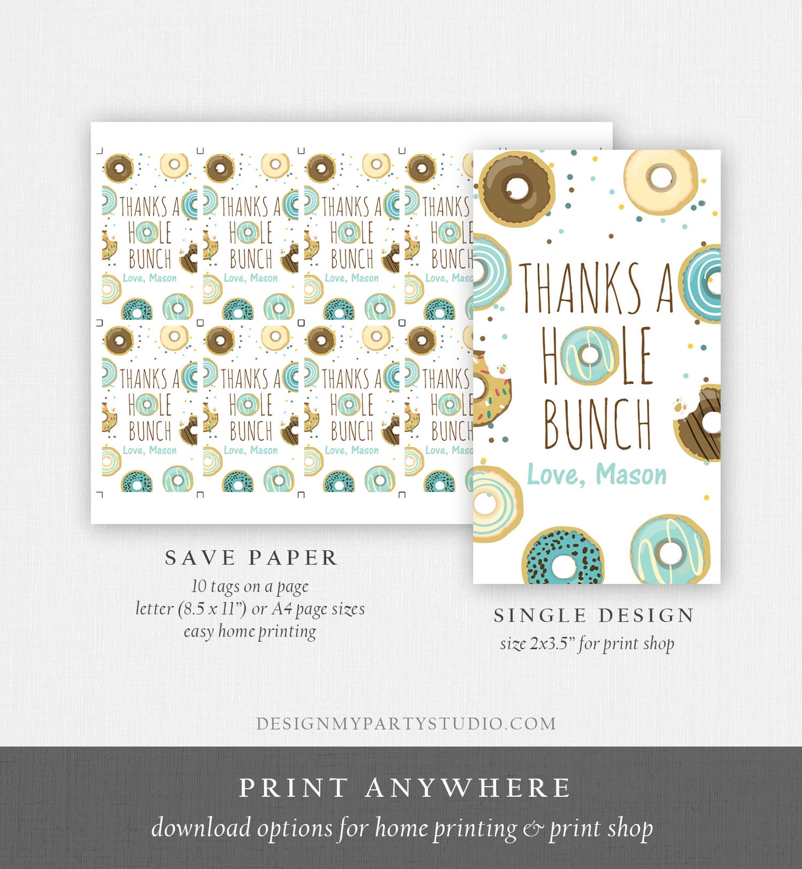 Editable Donut Favor Tags Tags Donut Birthday Donut Thank You - Etsy