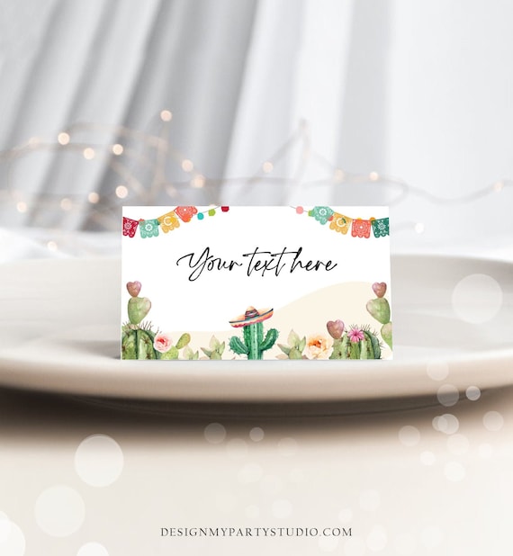 Editable Fiesta Cactus Food Labels Fiesta Party Place Card Tent Card ...