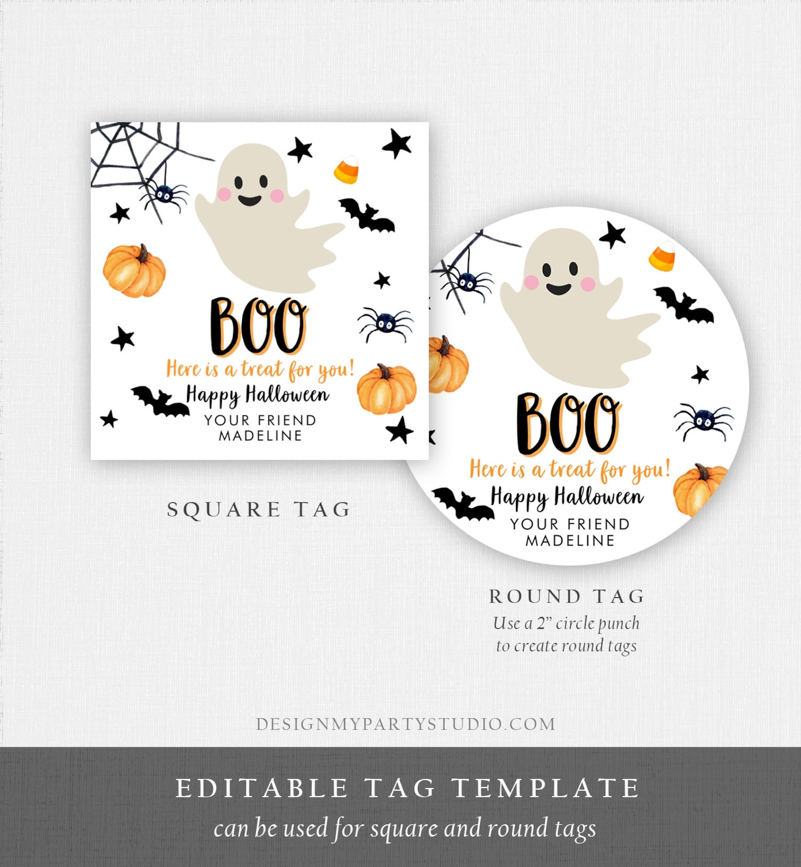 Editable Halloween Favor Tags Boo Gift Tags Costume Party - Etsy