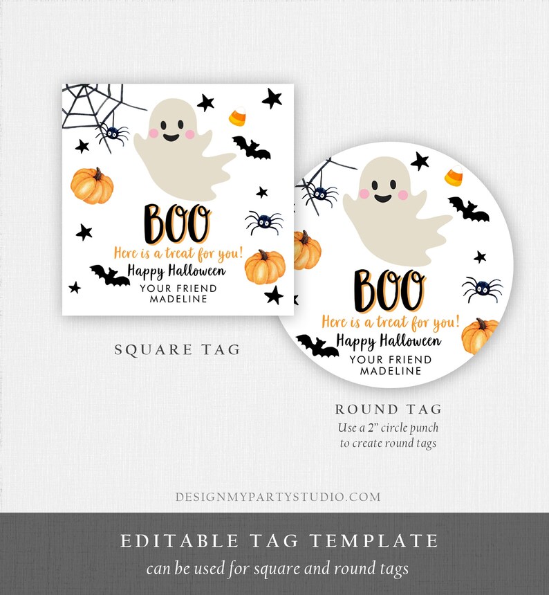 Editable Halloween Favor Tags Boo Gift Tags Costume Party - Etsy