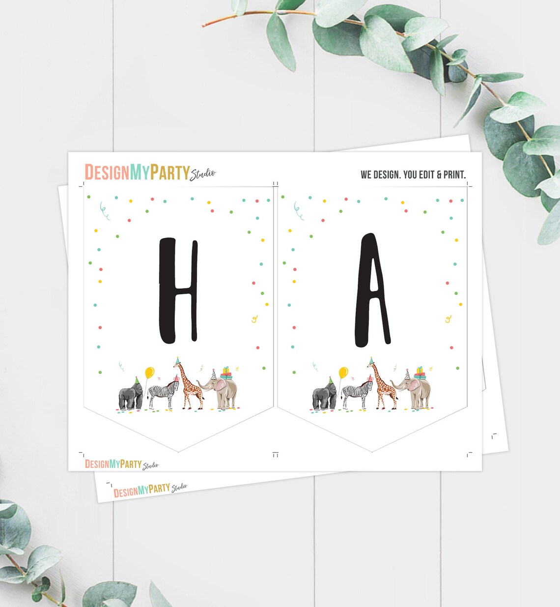 Happy Birthday Banner Party Animals Safari Animals Wild One Birthday ...