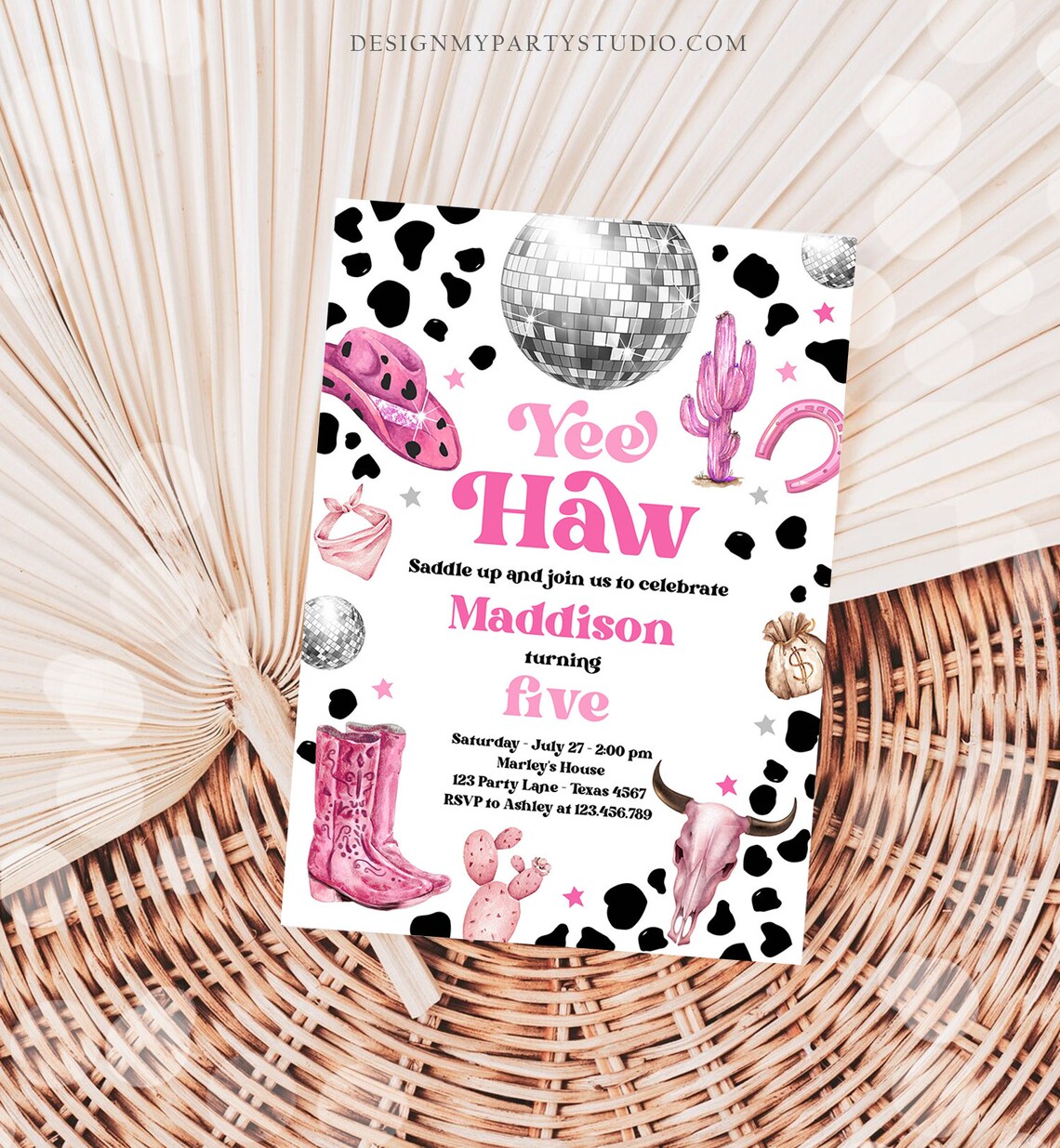 Editable Space Cowgirl Birthday Party Invitation Disco Cowgirl - Etsy