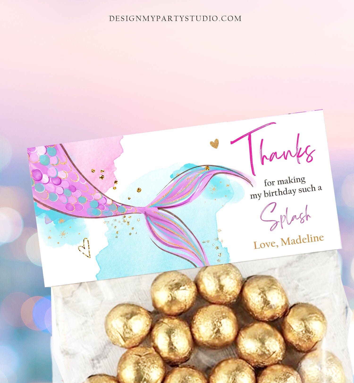 Editable Mermaid Treat Bag Toppers Mermaid Birthday Party | Etsy