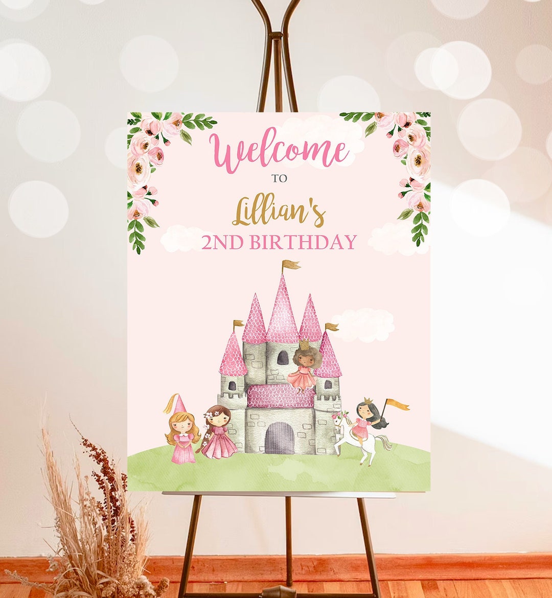 Editable Princess Birthday Welcome Sign Girl Royal Castle Birthday Sign ...