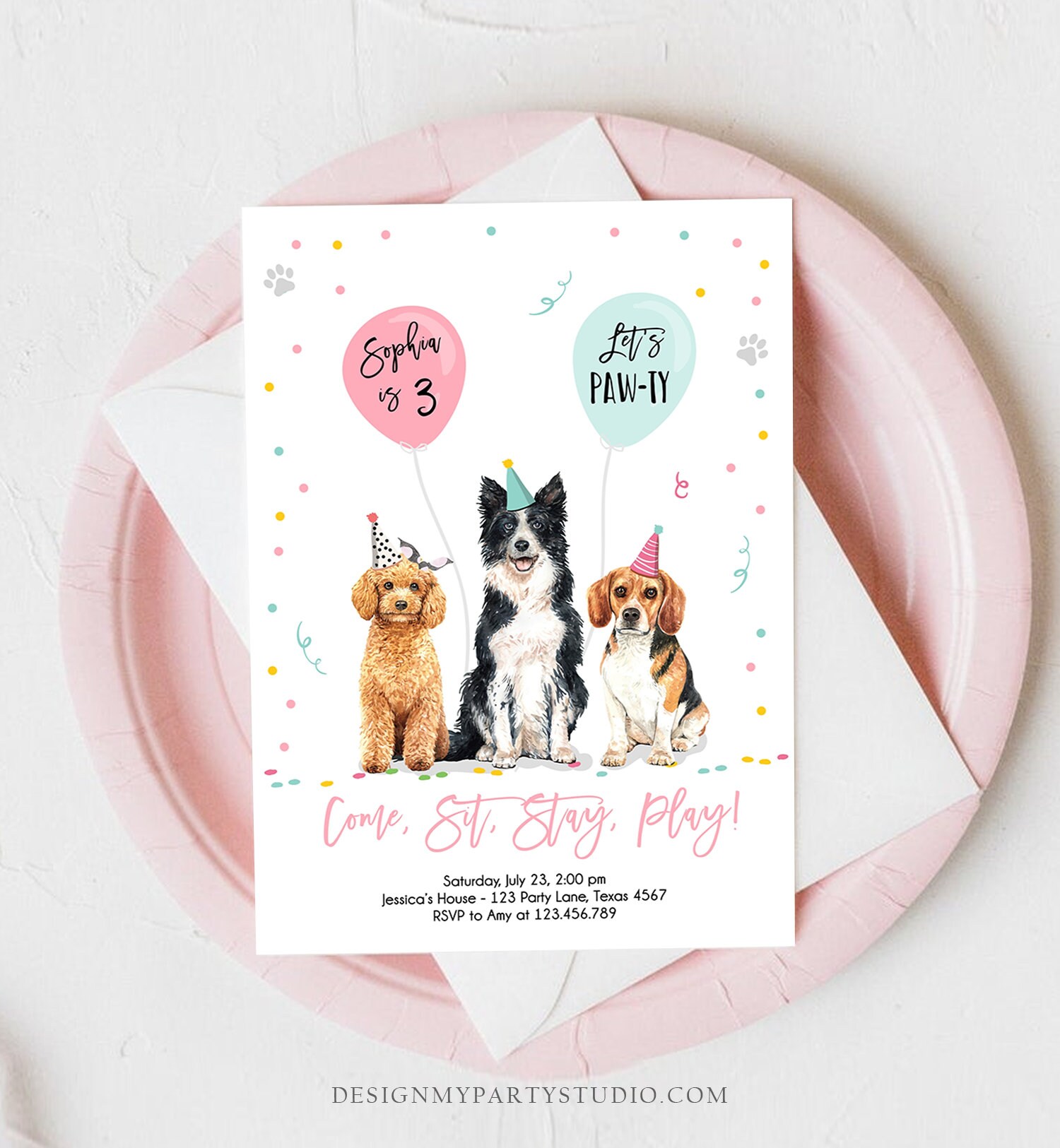 Editable Dog Birthday Party Invitation Puppy Birthday Invite | Etsy
