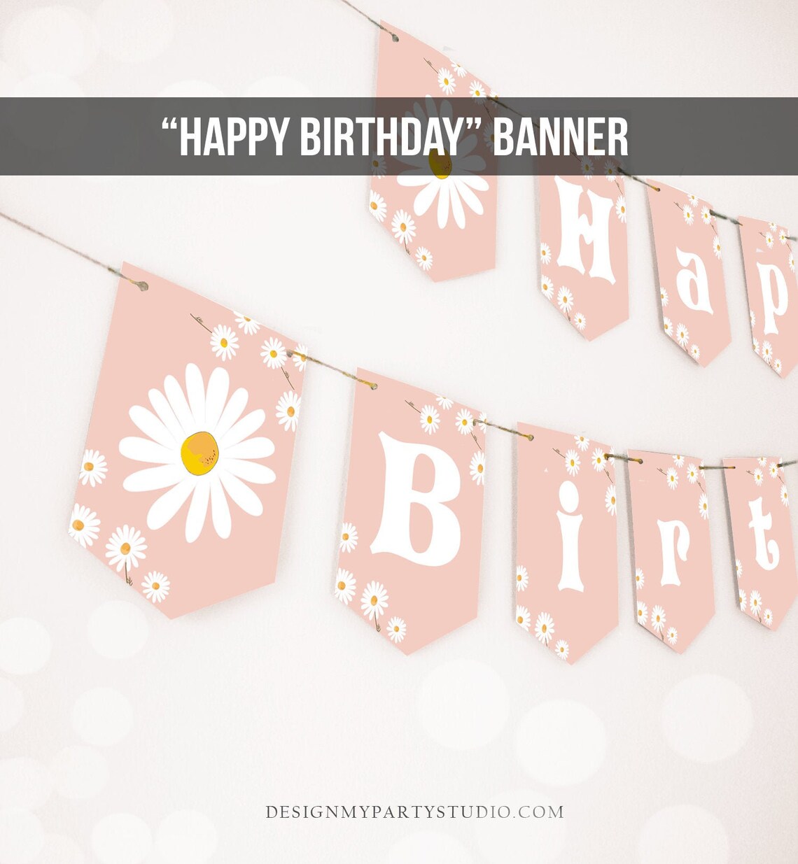Happy Birthday Banner Daisy Birthday Banner Girl Daisy First - Etsy