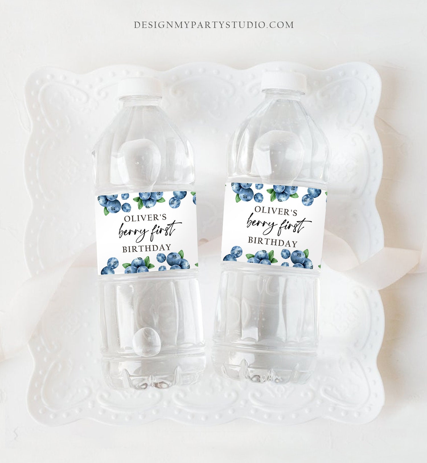 Editable Blueberry Water Bottle Labels Berry First Birthday Decor Berry ...