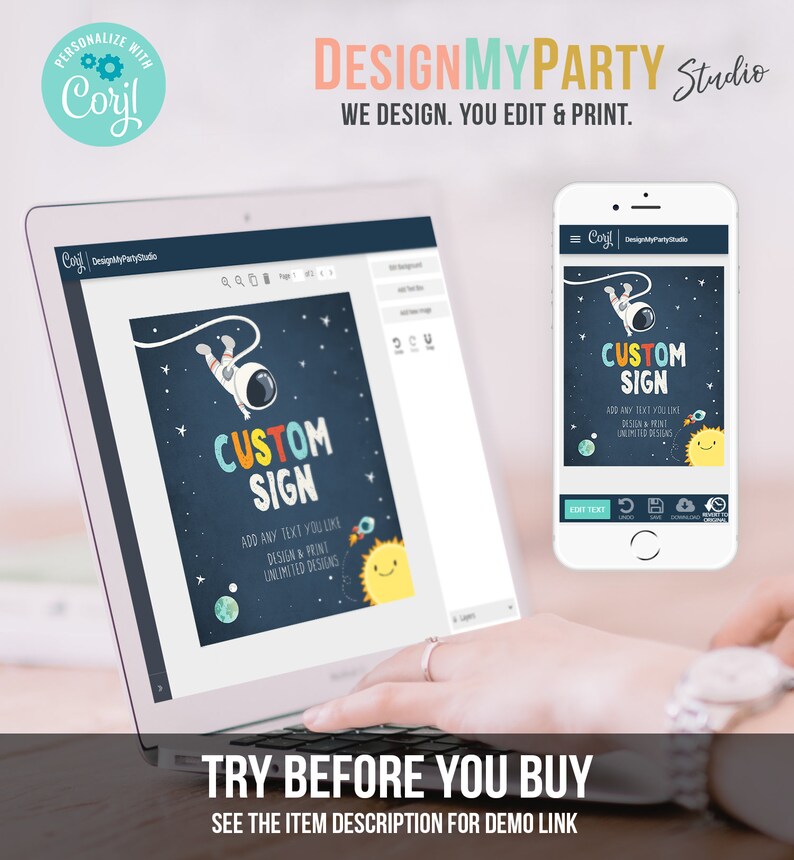 Editable Outer Space Custom Sign Astronaut Birthday Party - Etsy