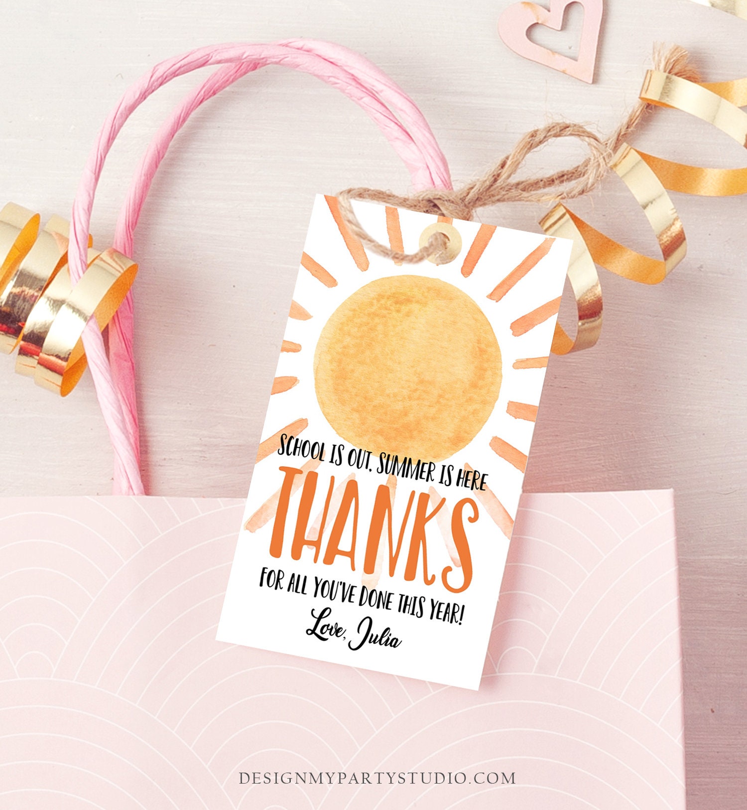 Editable Teacher Appreciation Gift Tags Sunshine Thank You Tag Schools ...