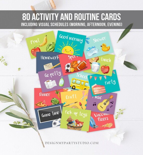Visual Schedule Kids Daily Routine Chart 80 Cards Chores School ...