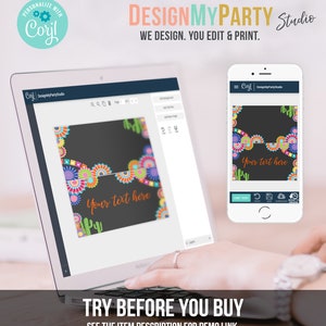 Editable Fiesta Cactus Food Labels Fiesta Party Place Card Tent Card ...