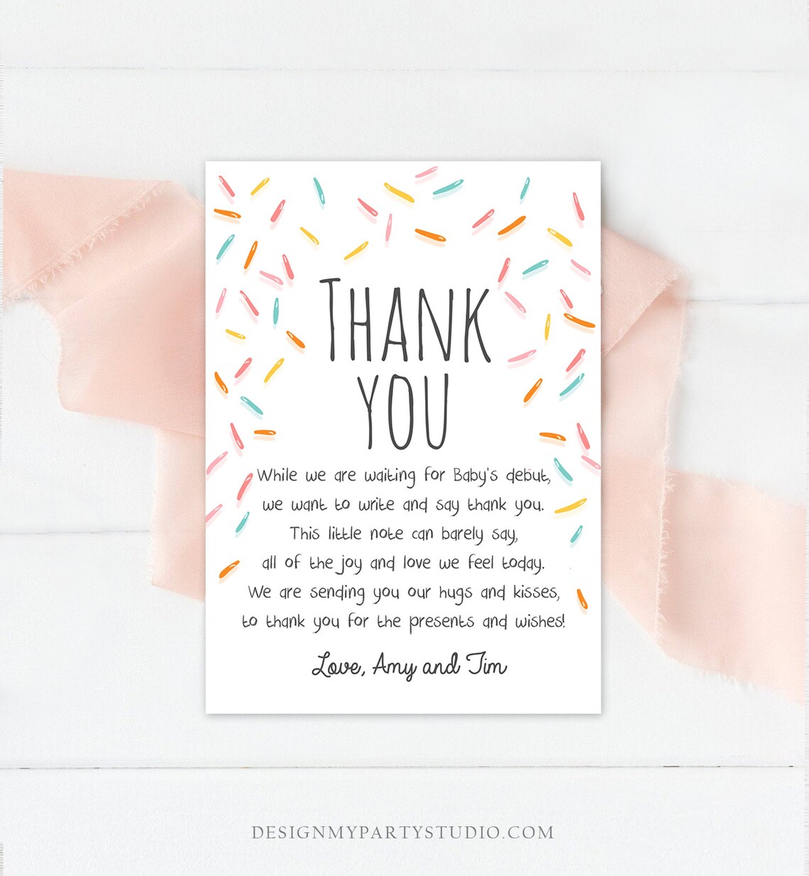 Editable Baby Sprinkle Thank You Card Rainbow Sprinkle Baby - Etsy