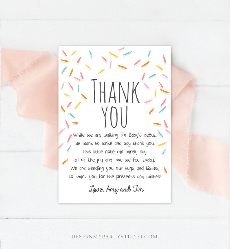 Editable Baby Sprinkle Thank You Card Rainbow Sprinkle Baby - Etsy