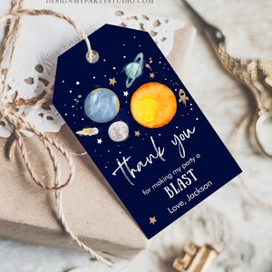 Editable Outer Space Favor Tags Space Birthday Thank You Label Galaxy ...