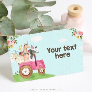 Editable Farm Animals Food Labels Barnyard Birthday Food Cards - Etsy