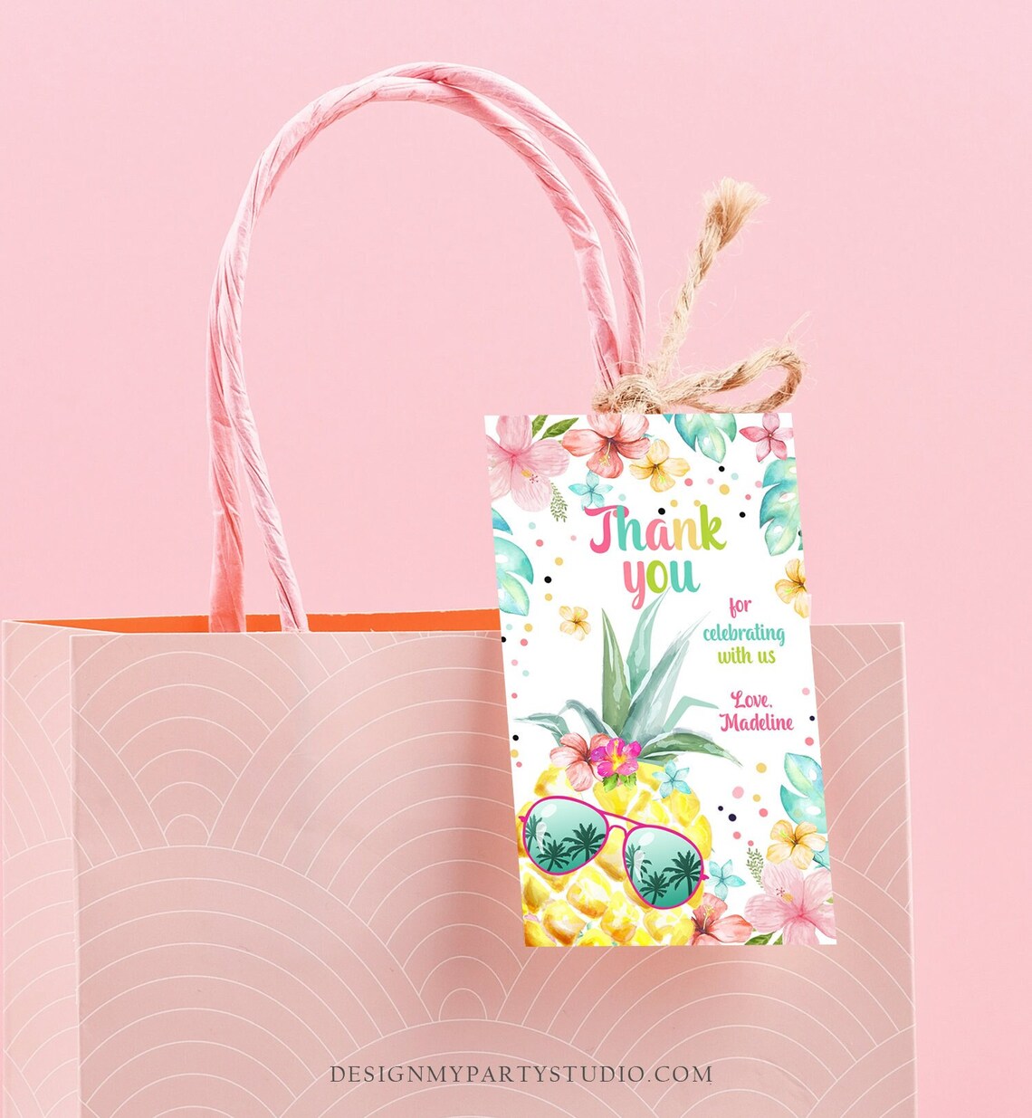 Editable Tropical Aloha Hawaiian Favor Tag Luau Birthday Party ...