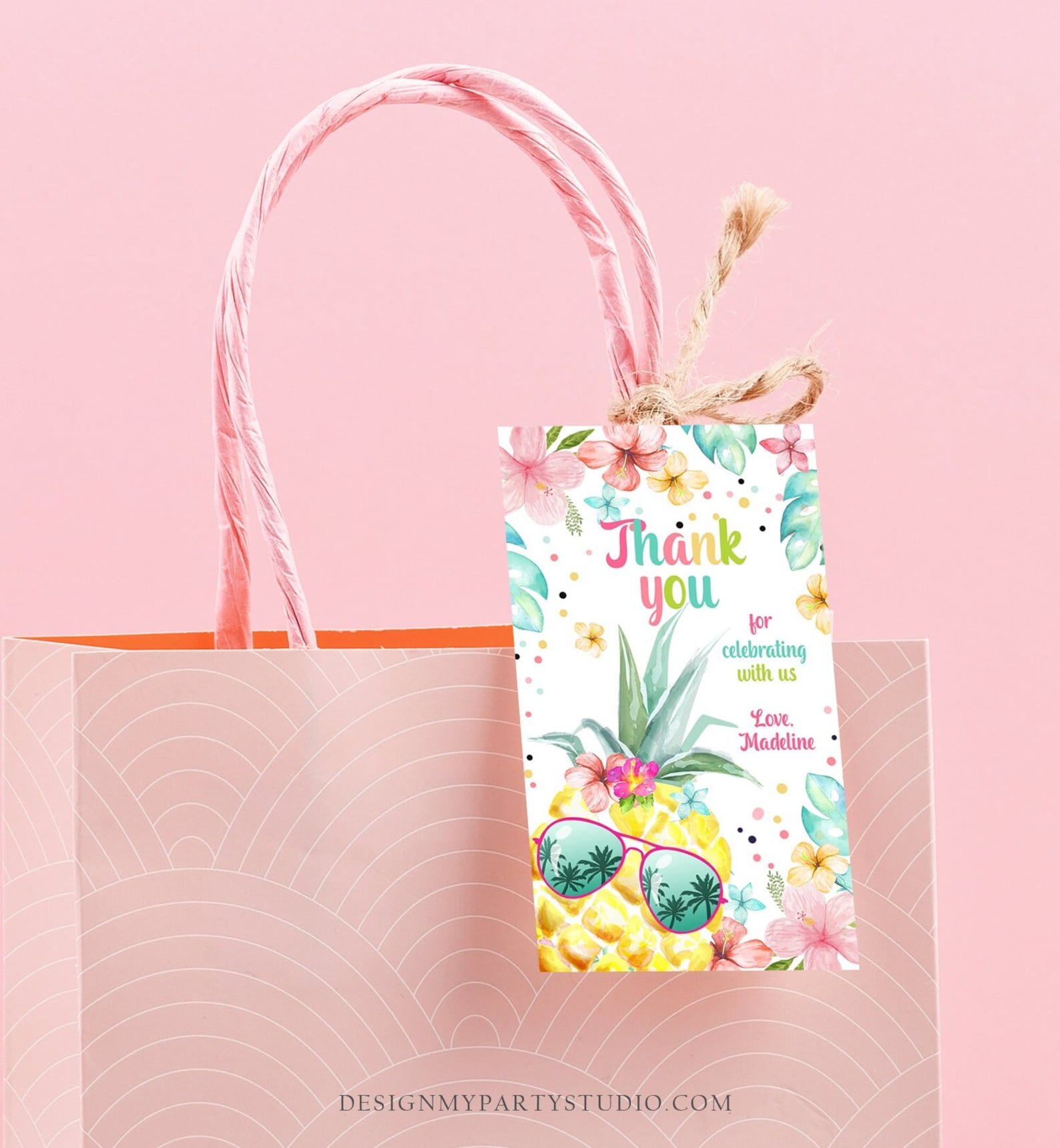 Editable Tropical Aloha Hawaiian Favor Tag Luau Birthday Party ...