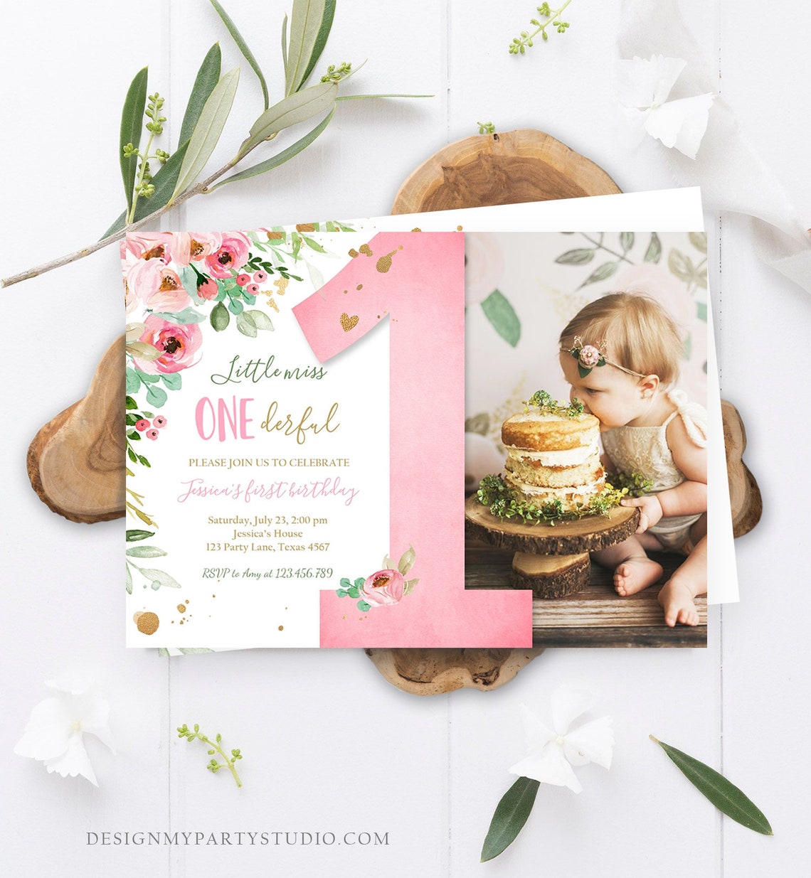 Editable Little Miss Onederful Birthday Invitation 1st - Etsy