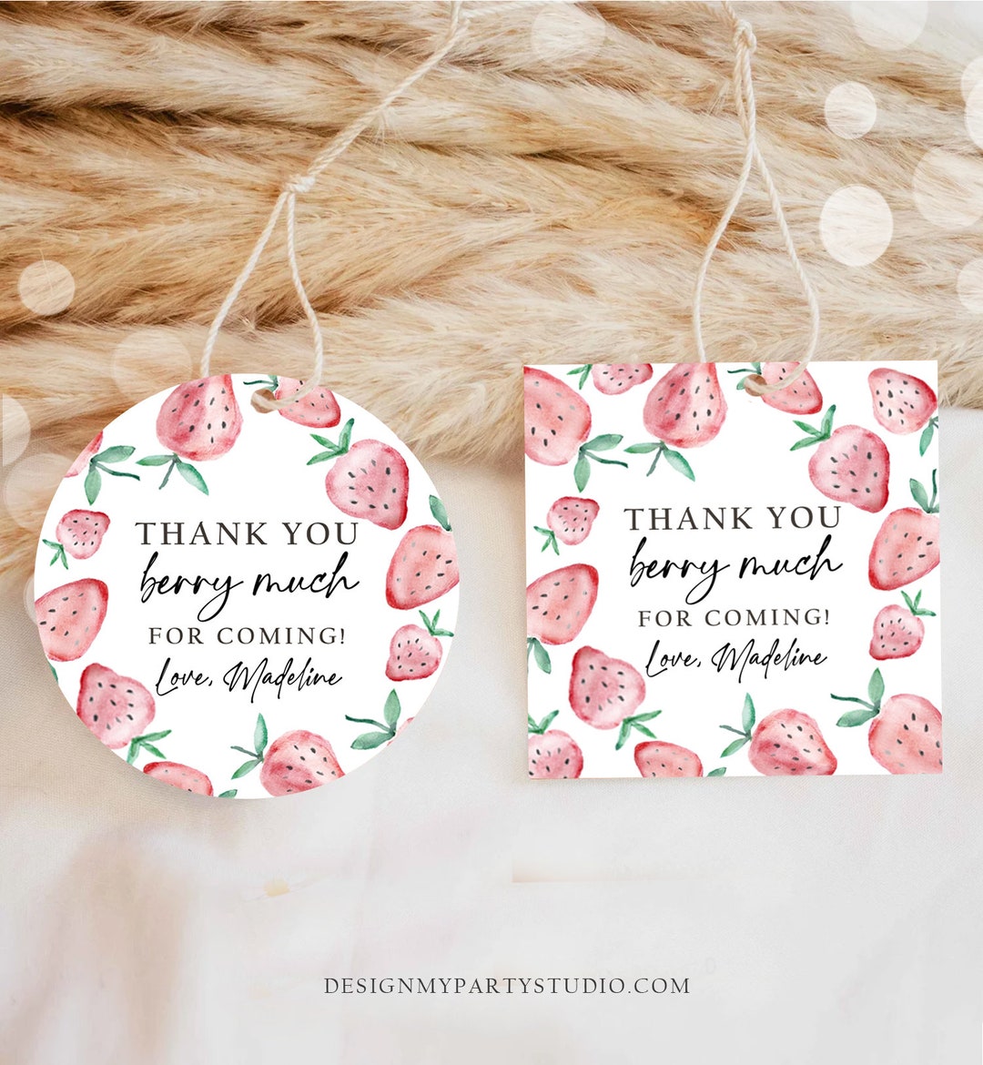 Editable Strawberry Favor Tag Strawberry Birthday Thank You Gift Tag ...