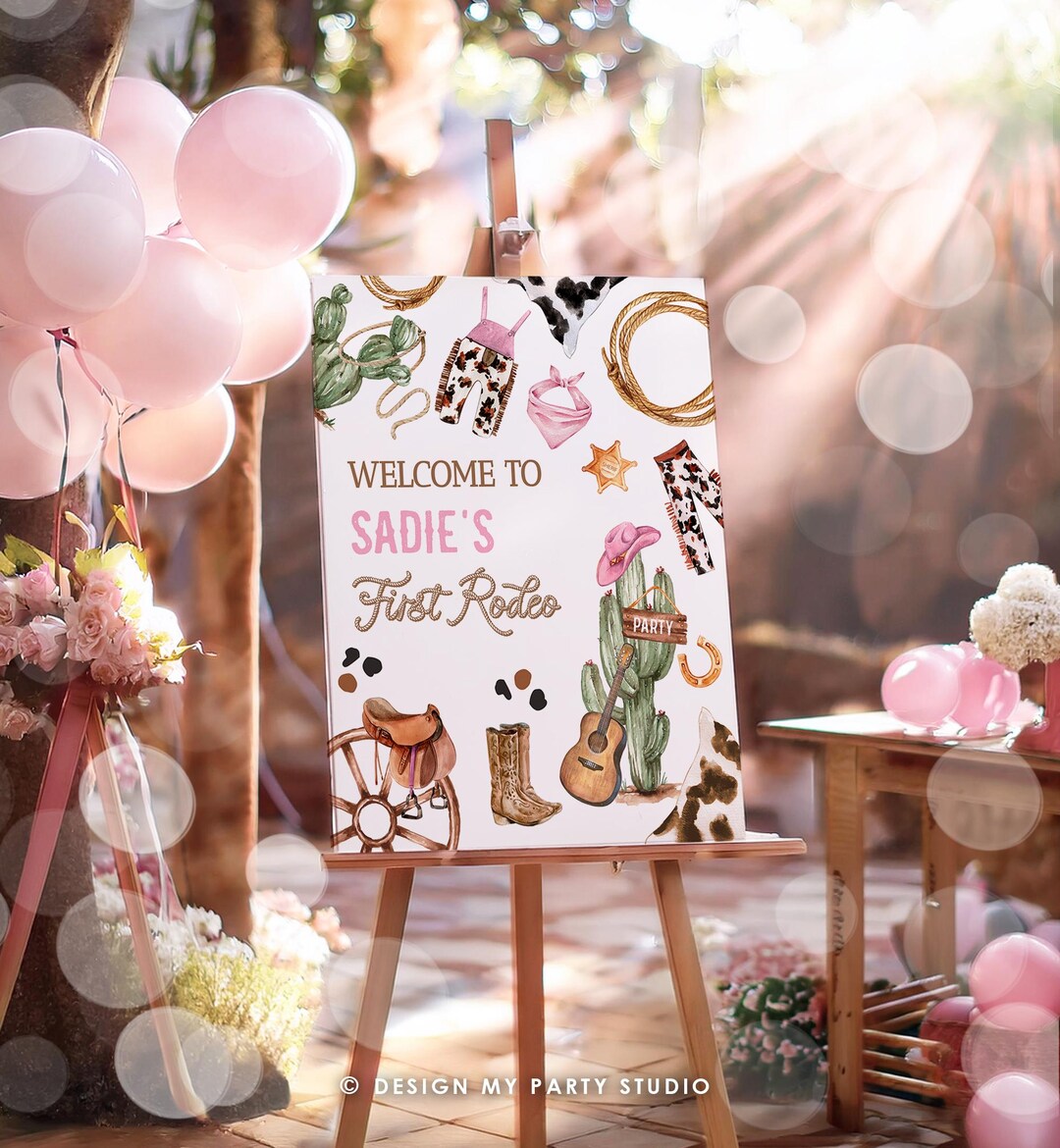 Editable Rodeo Birthday Welcome Sign Disco Birthday Girl Pink Birthday ...