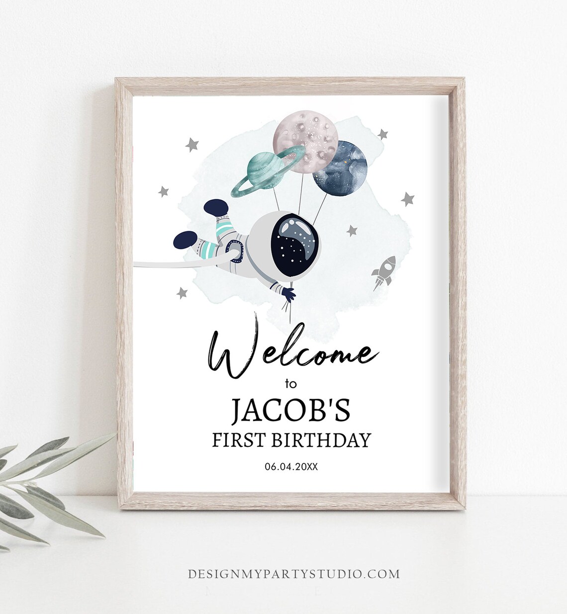 Editable Outer Space Birthday Welcome Sign 1st Birthday Boy Galaxy ...