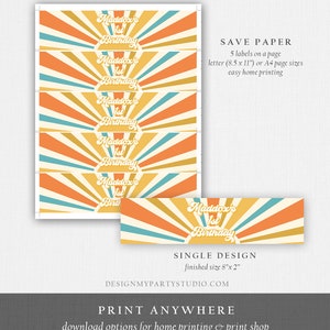 Editable Sunshine Water Bottle Label First Trip Around the Sun Birthday ...