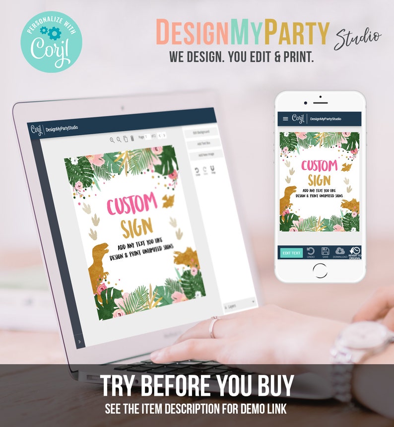 Editable Custom Sign Dinosaurs Dino Sign Birthday Decor - Etsy