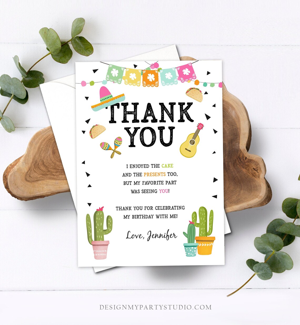 Editable Taco Fiesta Thank You Card Birthday Party Baby Bridal - Etsy