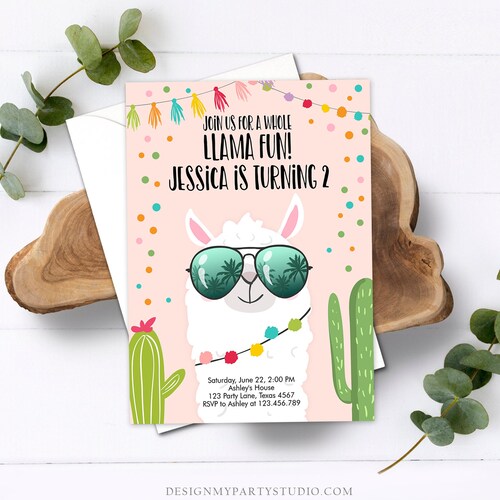 EDITABLE Llama Invitation Llama Birthday Invitations Alpaca - Etsy