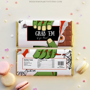 Editable Halloween Party Favor Halloween Candy Bar Wrapper Halloween ...