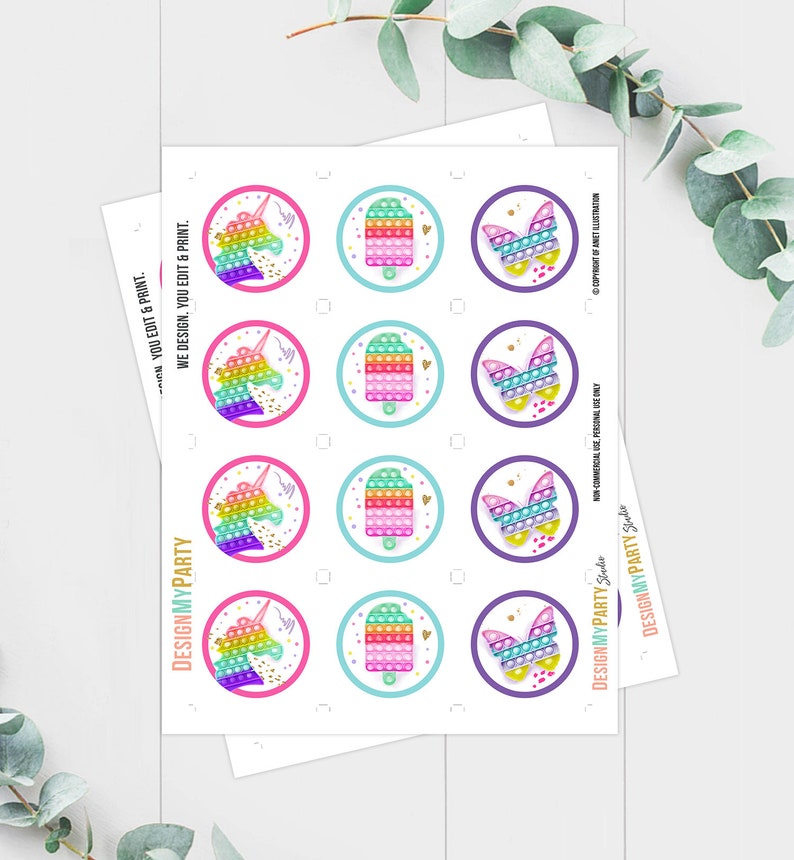 Pop It Cupcake Toppers Favor Tags Pop It Birthday Party - Etsy