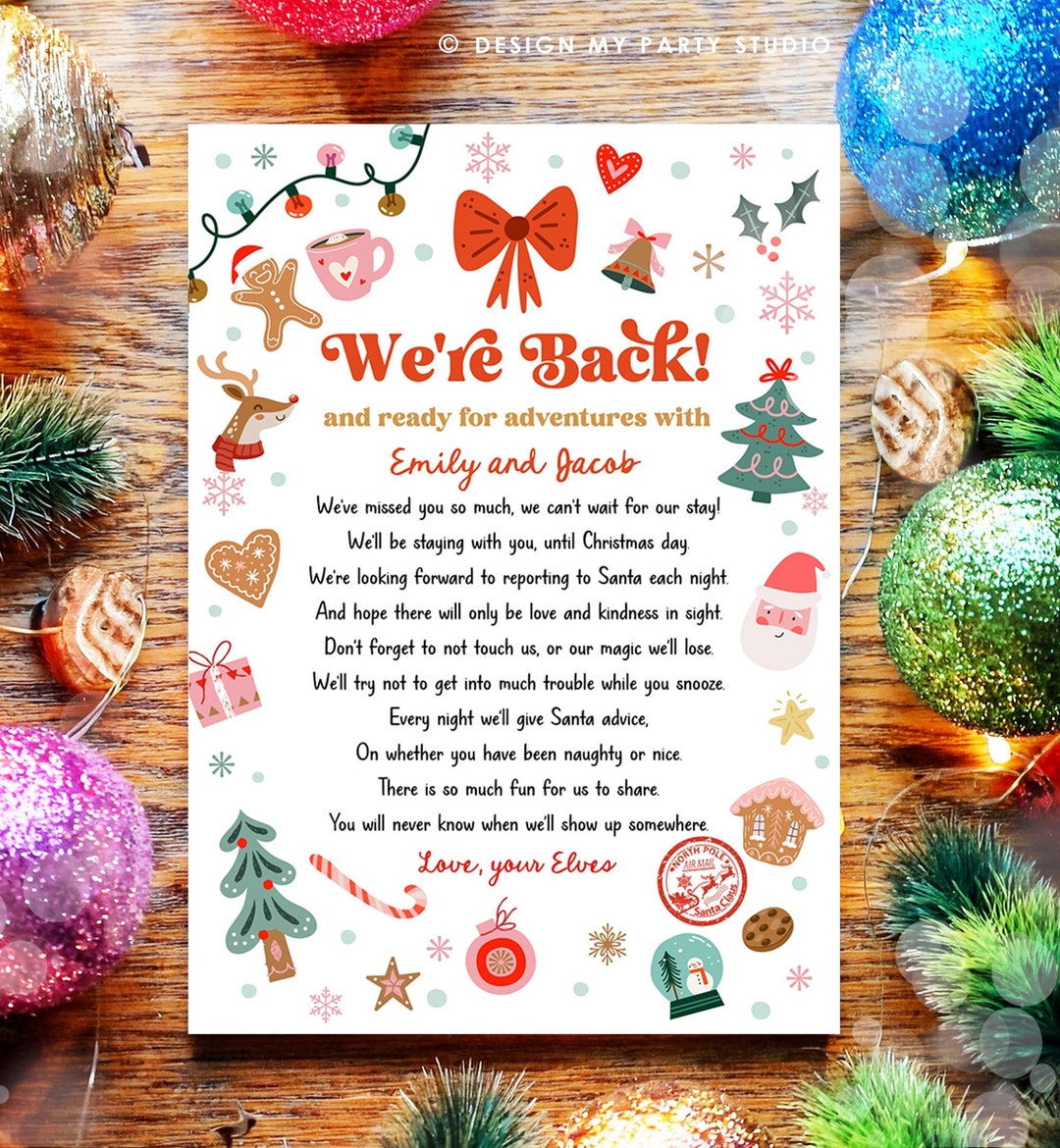 Editable Elf Arrival Letter Return Letter Christmas Elf We're Back Elf ...