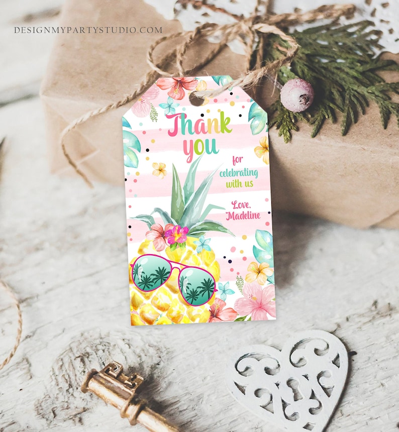 Editable Tropical Aloha Hawaiian Favor Tag Luau Birthday Party ...