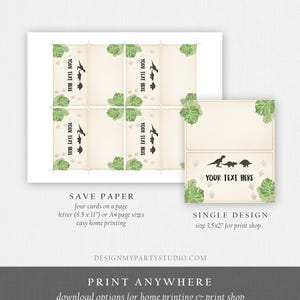 Editable Dinosaur Food Label Party Place Card Tent Insert Dino Birthday ...