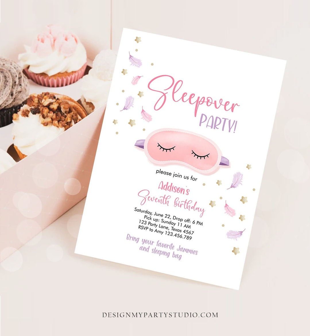 Editable Slumber Party Birthday Invitation Sleepover Birthday Invite ...