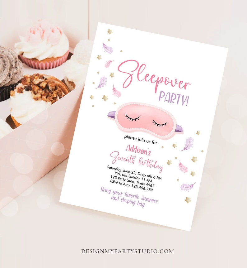Editable Slumber Party Birthday Invitation Sleepover Birthday Etsy