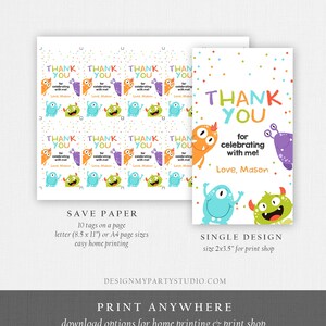 Editable Little Monster Favor Tags Monsters Birthday Thank You Tags ...