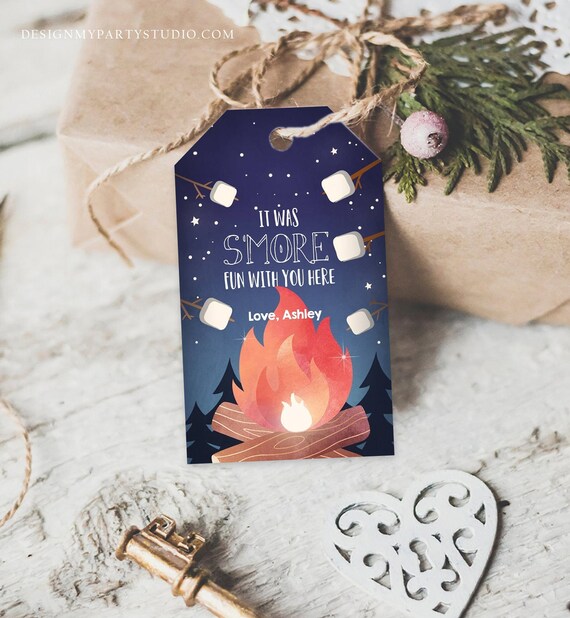 Editable S'more favor Tags Thank you Backyard Bonfire Party Birthday ...